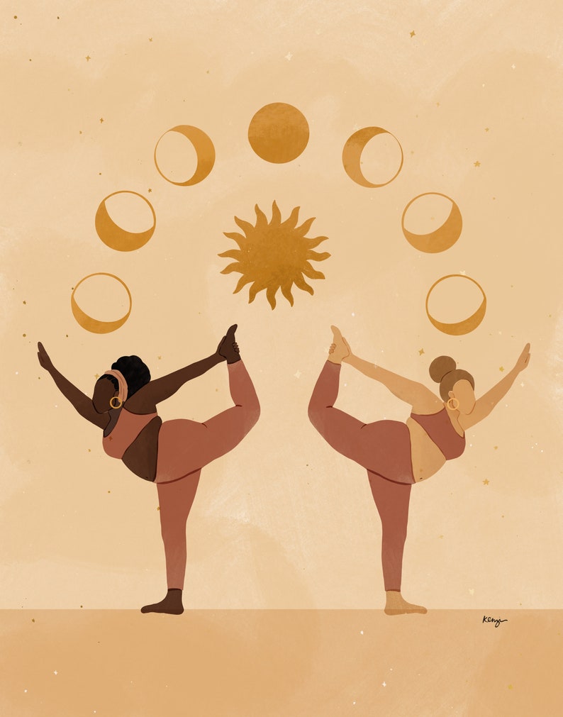 Flow With the Phases Yoga Print Yoga Art Print Body - Etsy
