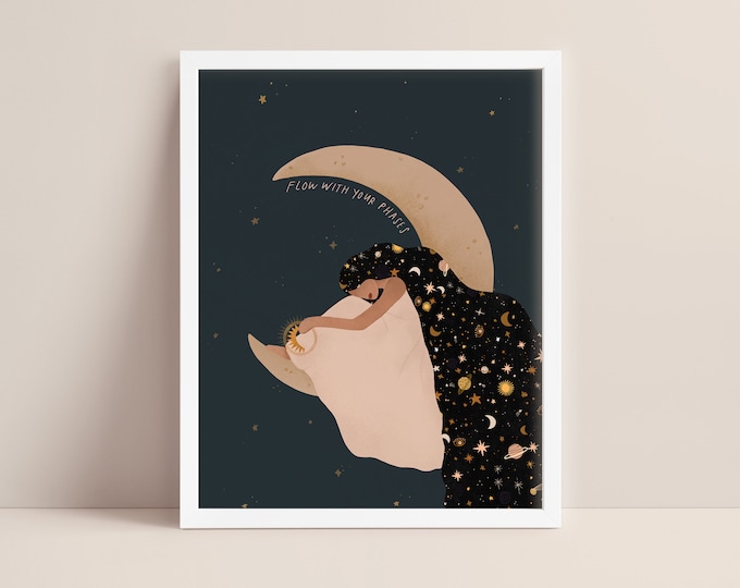 Hold the Moon Stars and Moon Hair Art Digital Art Celestial Portrait ...