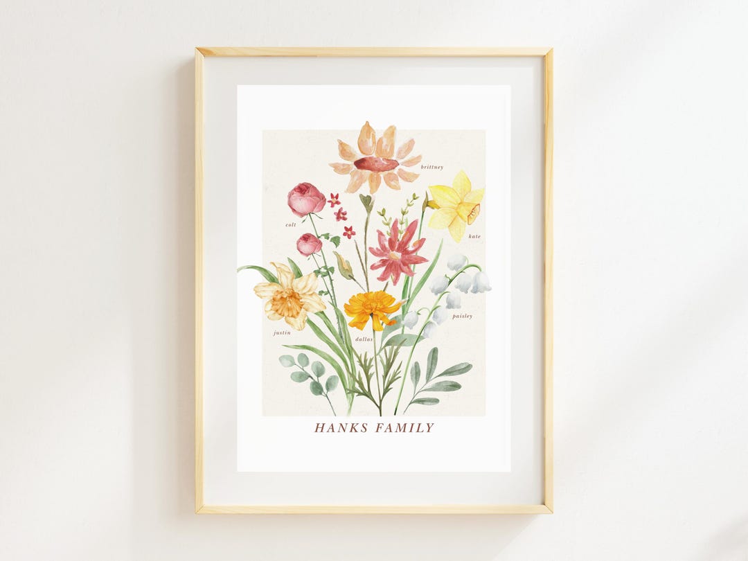 Custom Birth Flower Bouquet Art: Personalized Family Print - Etsy