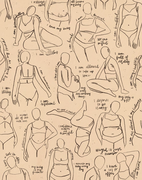 Body Positivity Affirmations Diversity Art Body Positive | Etsy