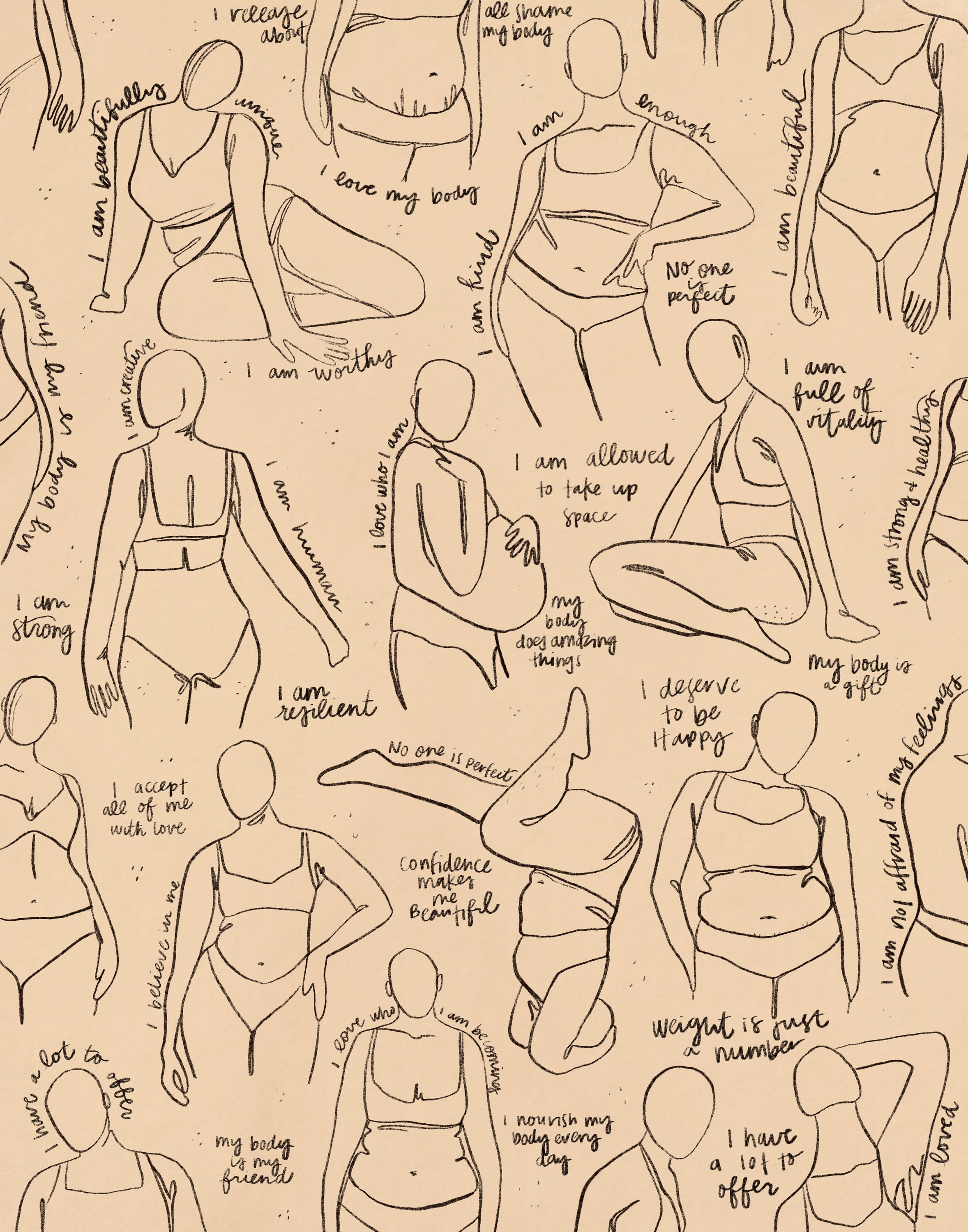 Body Positivity Affirmations Diversity Art Body Positive - Etsy