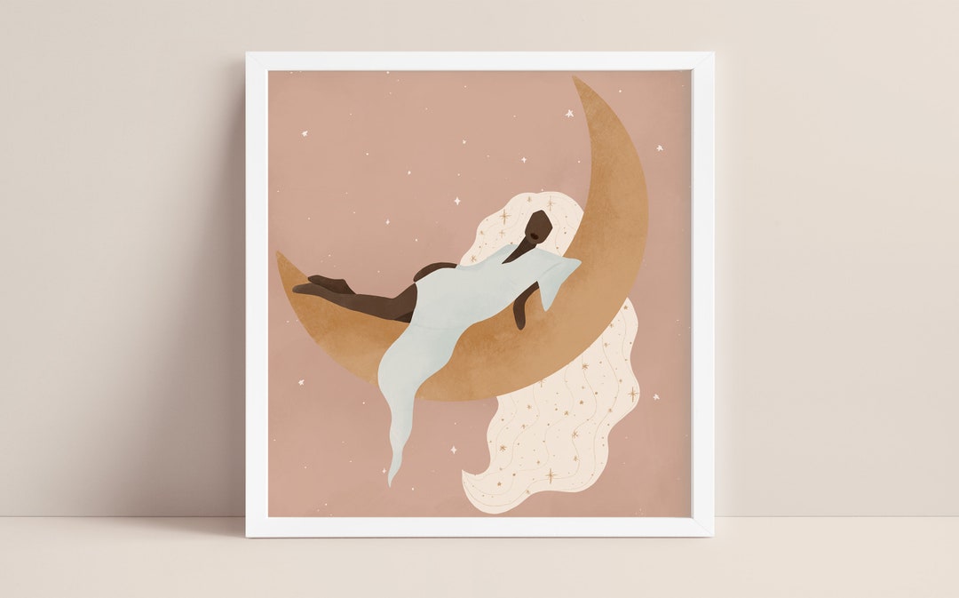 Celestial Moon Portrait Art Print: Cosmic Zodiac Decor (digital Art) - Etsy