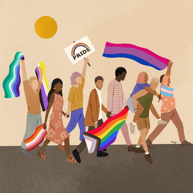 Love Parade Art Print Diversity Art Rainbow Art Queer - Etsy