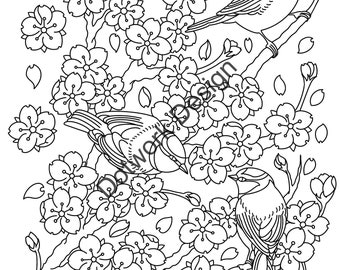 Bird coloring page | Etsy