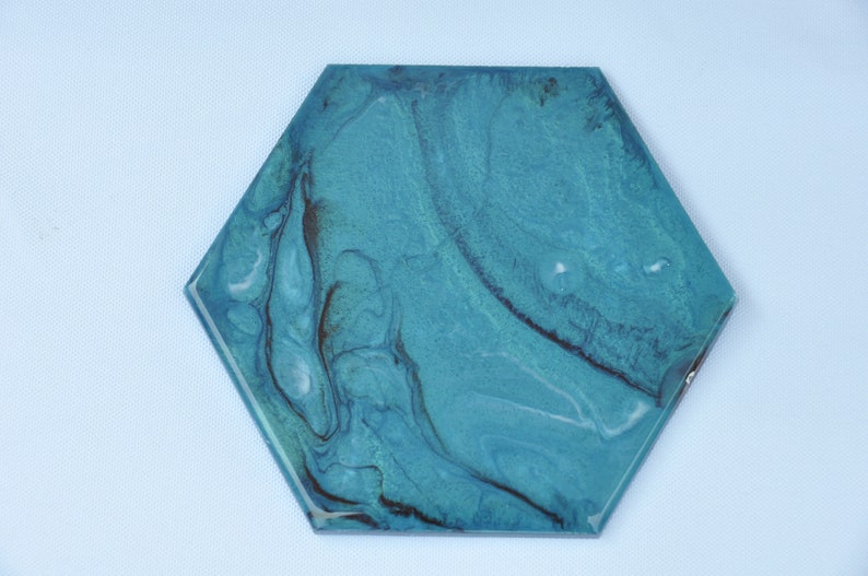 Dark Turquoise - Resin Art Coasters - Etsy