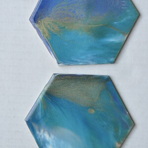 Blue Green - Resin Art Coasters - Etsy