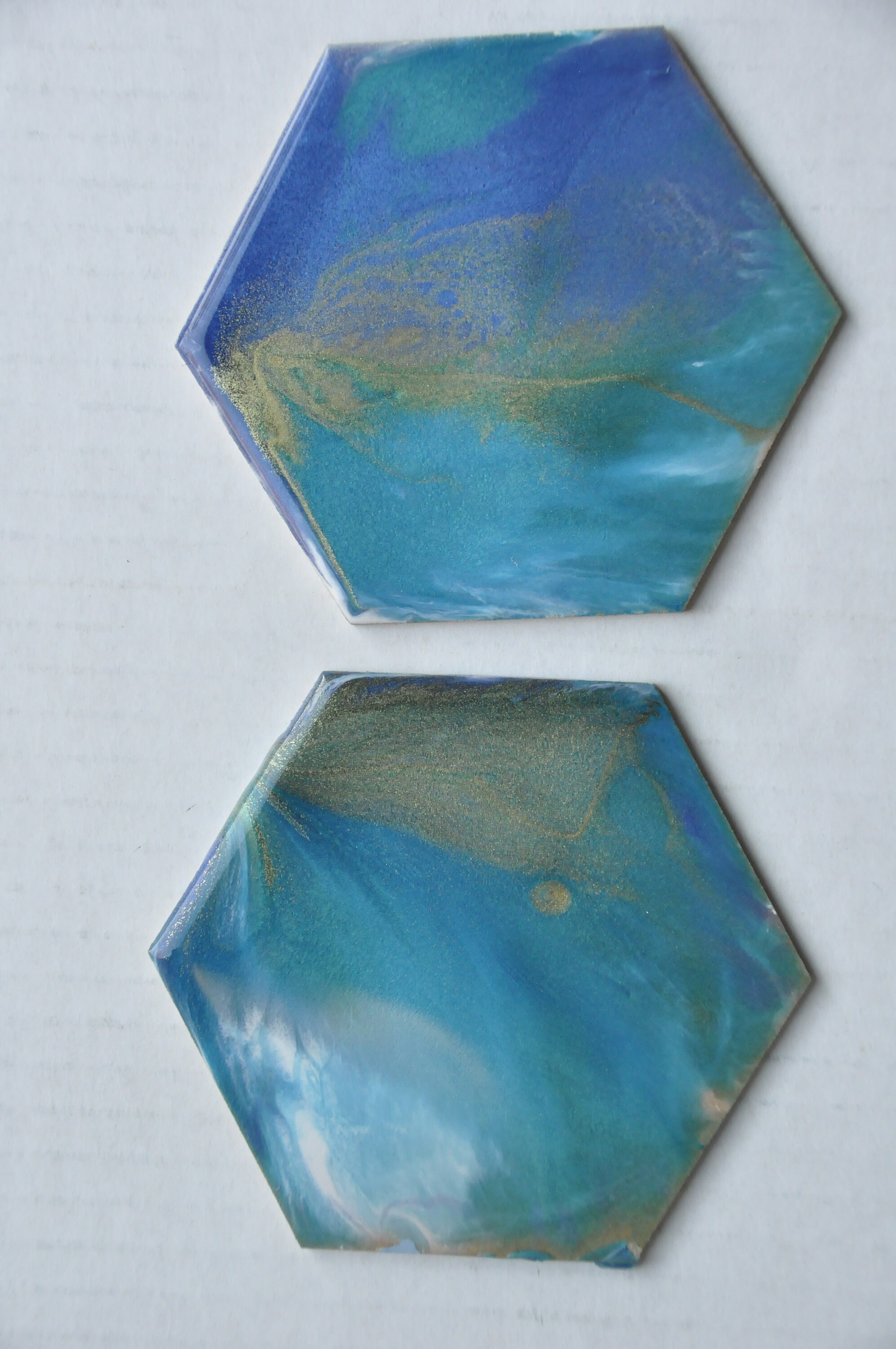 Blue Green - Resin Art Coasters - Etsy