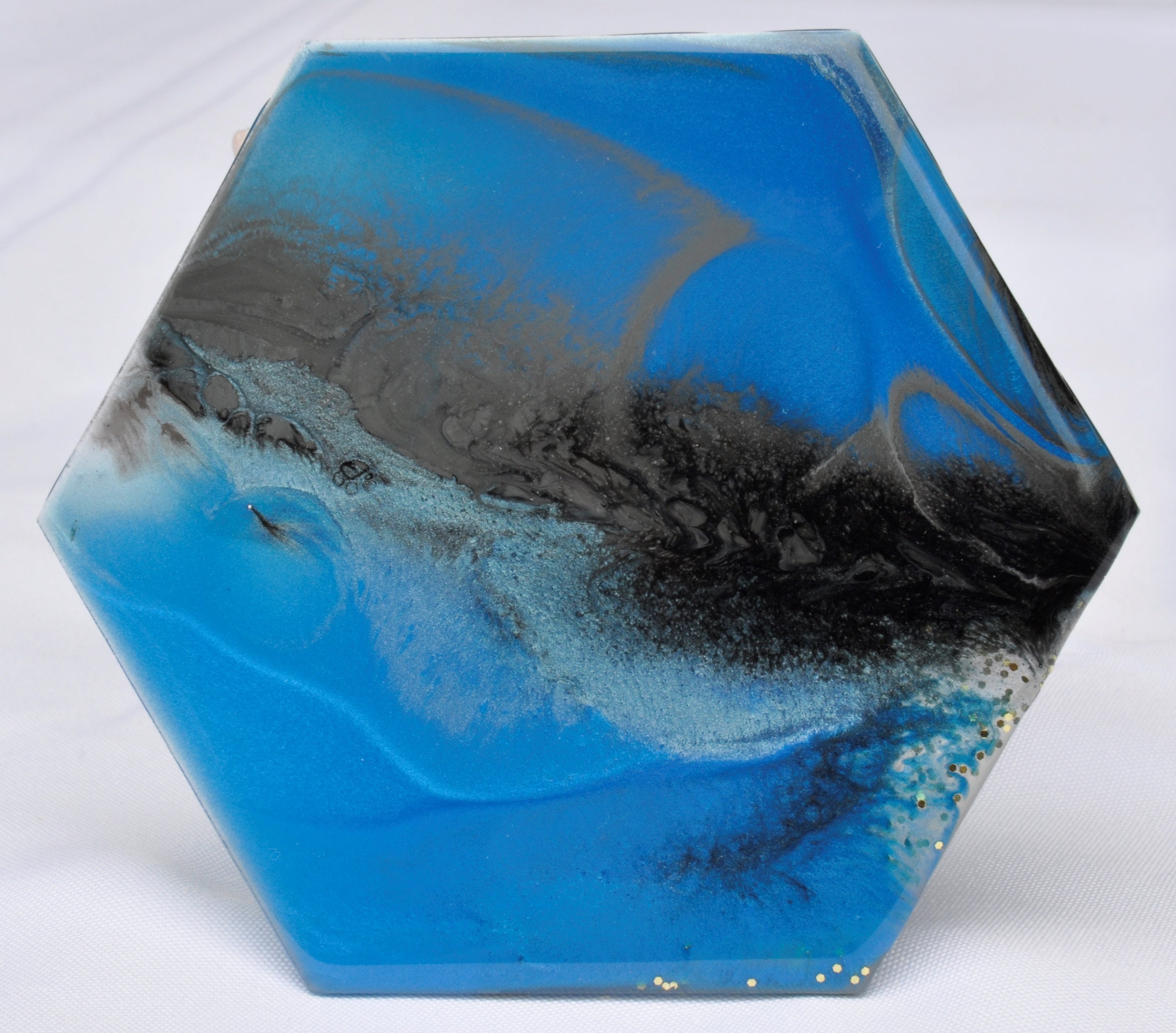 Blue, Black & Gold - Resin Art Coasters - Etsy
