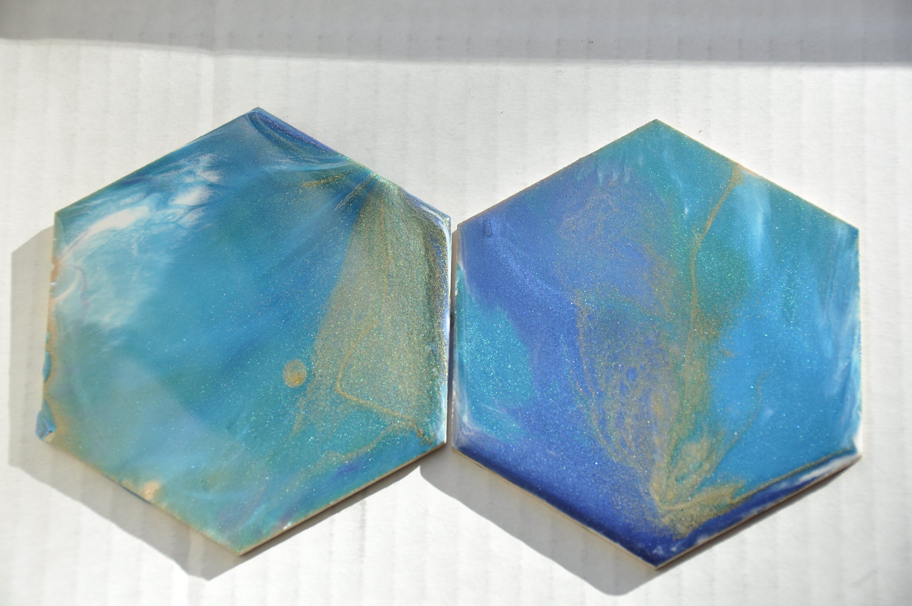 Blue Green - Resin Art Coasters - Etsy