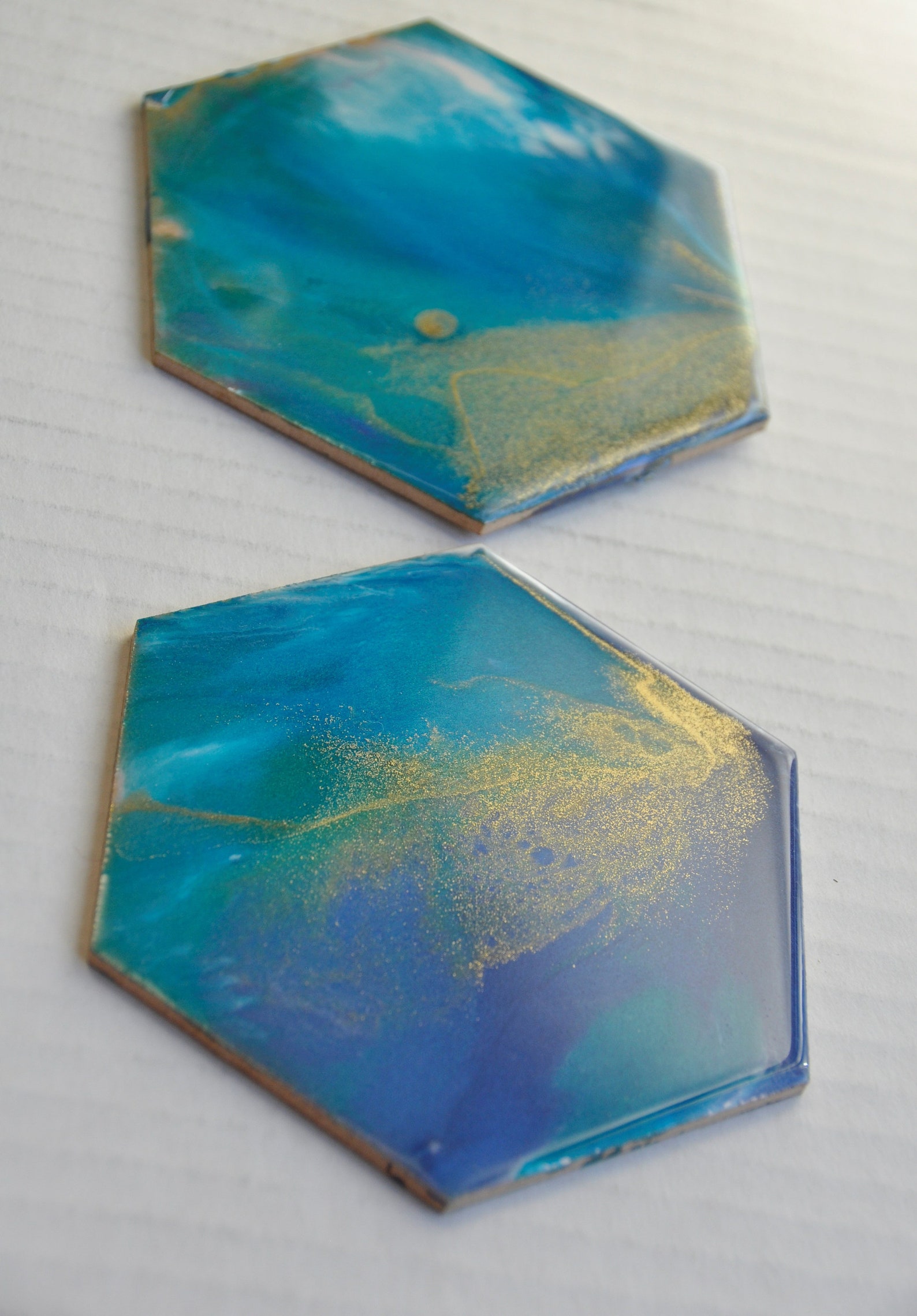 Blue Green - Resin Art Coasters - Etsy