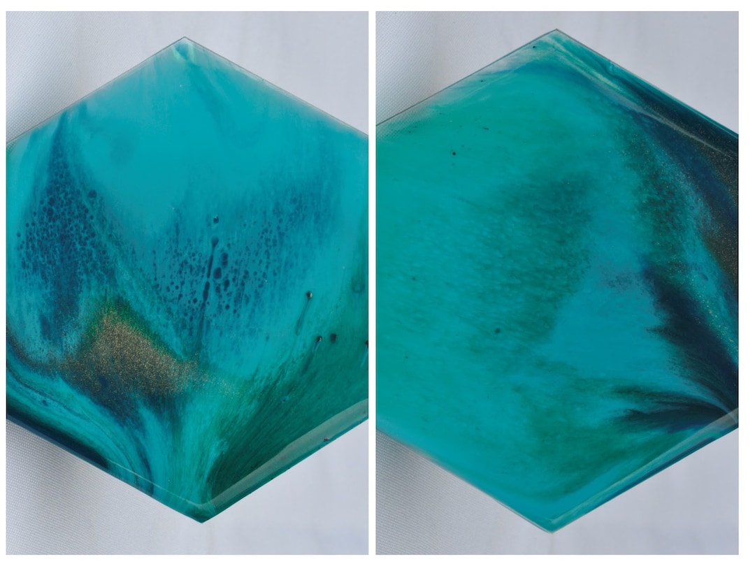 Teal - Resin Art Coasters - Etsy