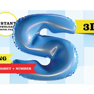 Blue Balloon Alphabet and Number Clipart 3d PNG Format - Etsy