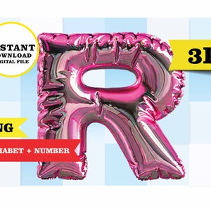 Balloon Pink Alphabet and Number Clipart 3d PNG Format - Etsy