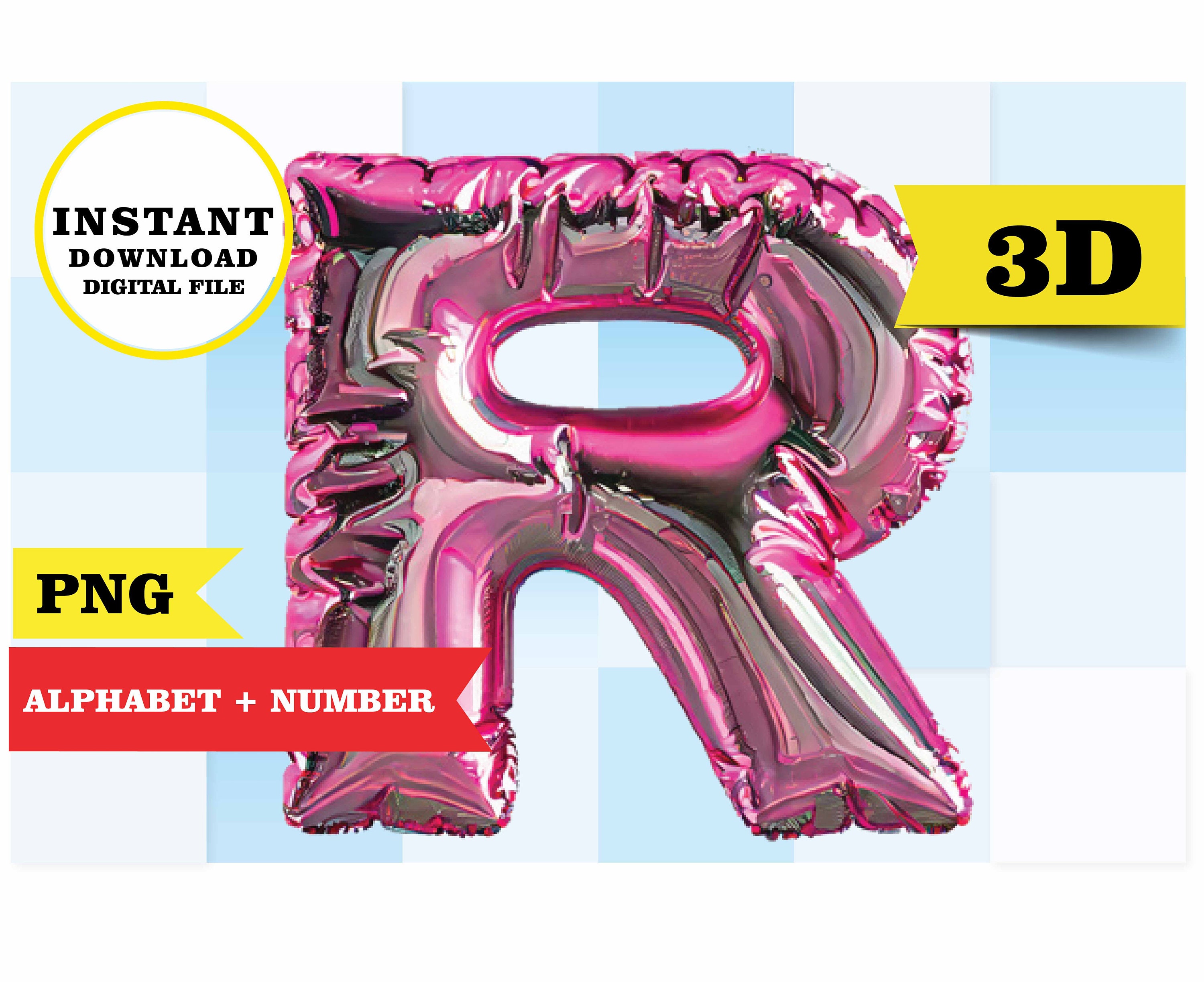 Balloon Pink Alphabet and Number Clipart 3d PNG Format - Etsy
