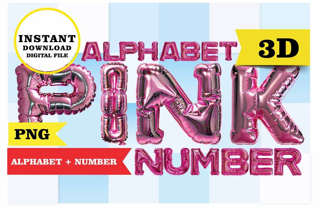 Balloon Pink Alphabet and Number Clipart 3d PNG Format - Etsy