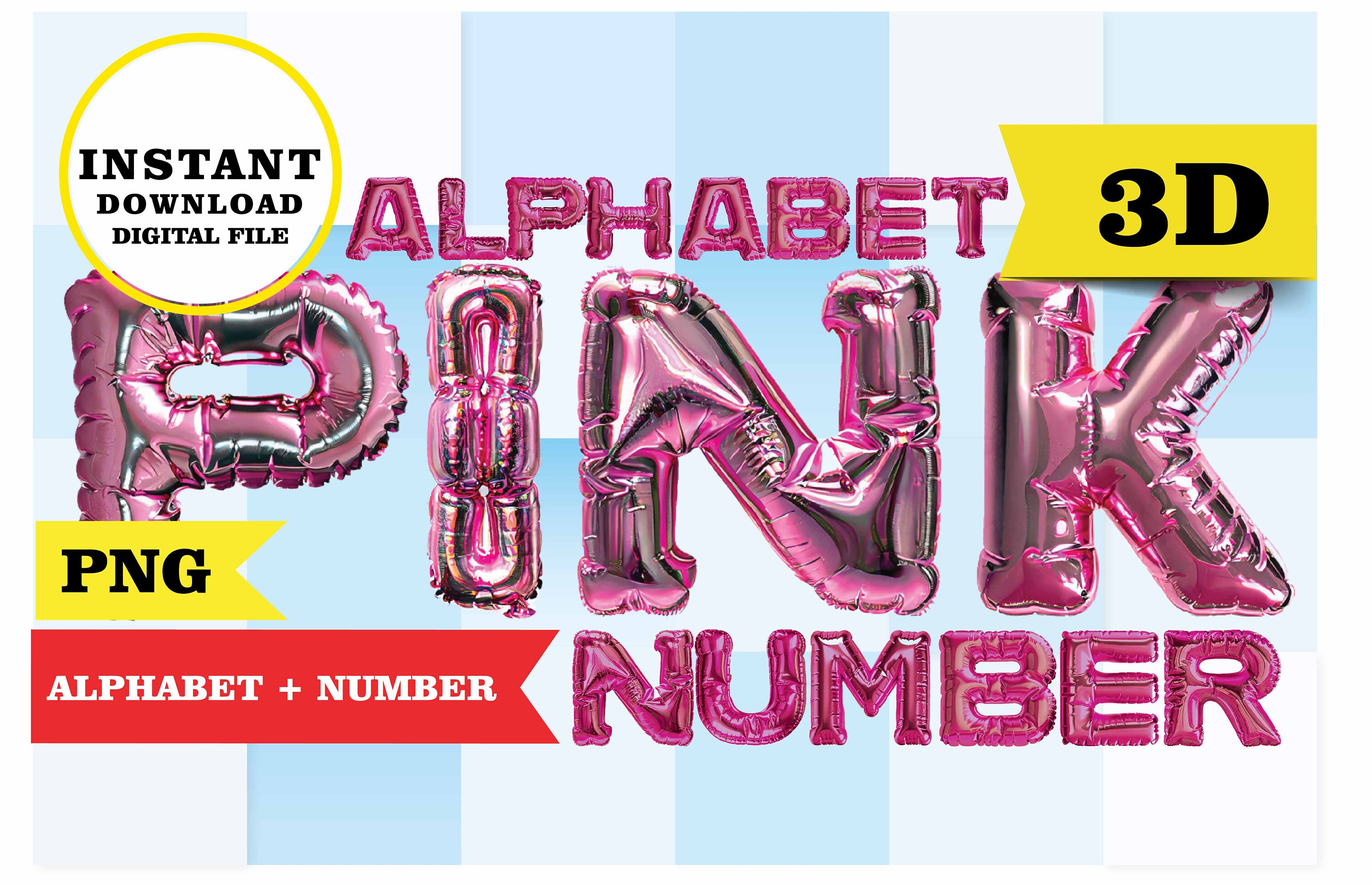 Balloon Pink Alphabet and Number Clipart 3d PNG Format - Etsy
