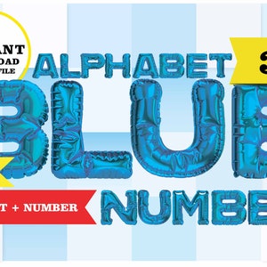 Blue Balloon, Alphabet and Number, Clipart 3d, PNG Format, Instant ...