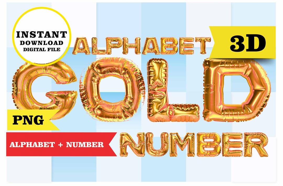 Gold Balloon, Alphabet and Number, Clipart 3d, Golden Balloon, PNG ...