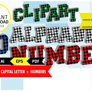 Buffalo Plaid 3D Alphabet, Clipart, Svg, Ai, Eps, Pdf, 4 Alphabet ...
