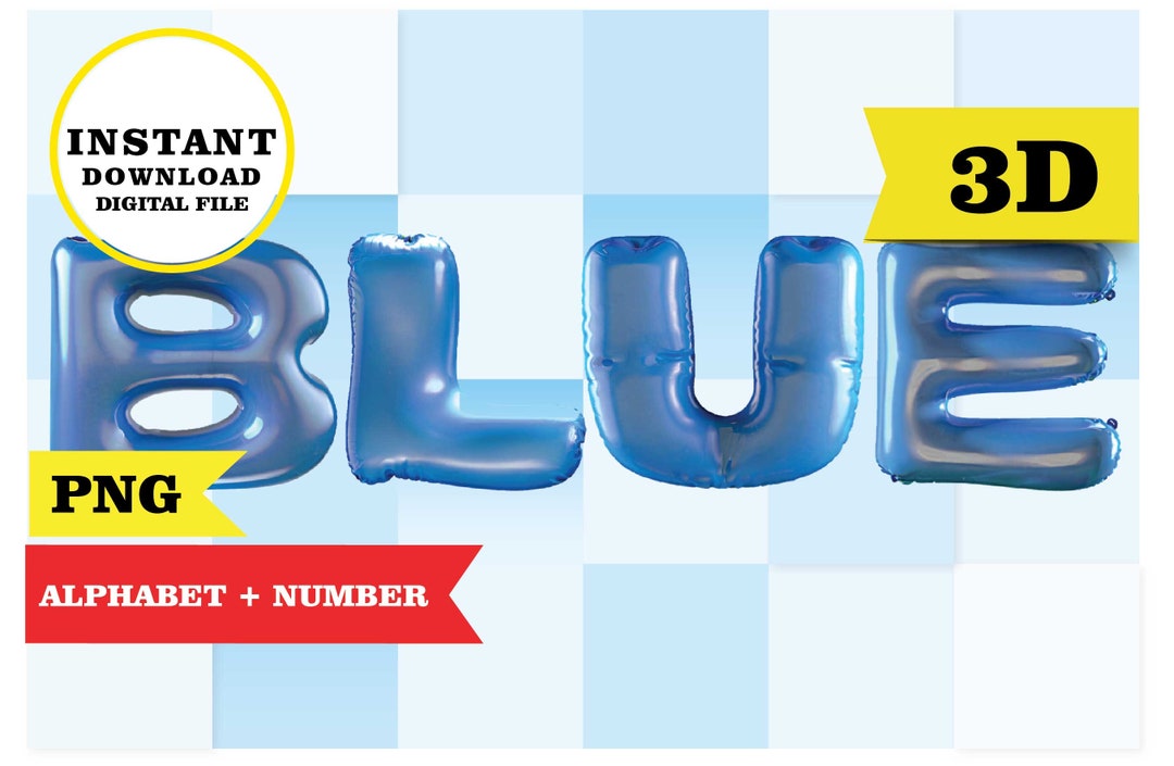 Blue Balloon Alphabet and Number Clipart 3d PNG Format - Etsy