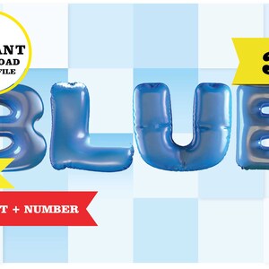 Blue Balloon Alphabet and Number Clipart 3d PNG Format - Etsy