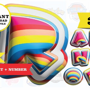 Rainbow Full Colors, Alphabet Number, Letters Clipart 3D, Rainbow PNG ...