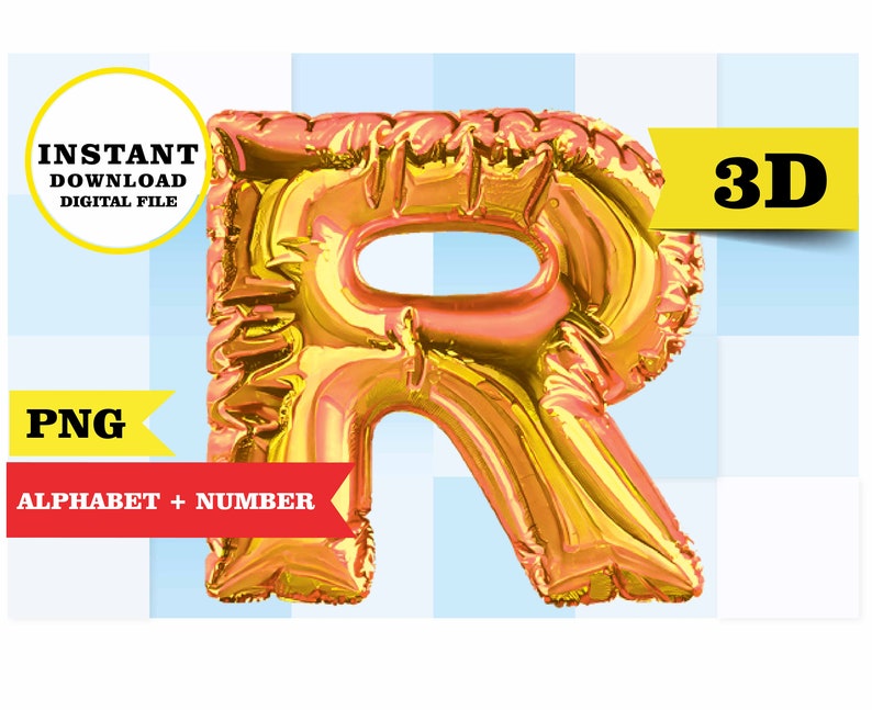 Gold Balloon, Alphabet and Number, Clipart 3d, Golden Balloon, PNG ...