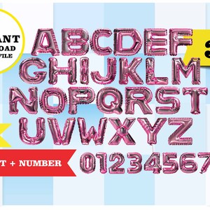 Balloon Pink Alphabet and Number Clipart 3d PNG Format - Etsy