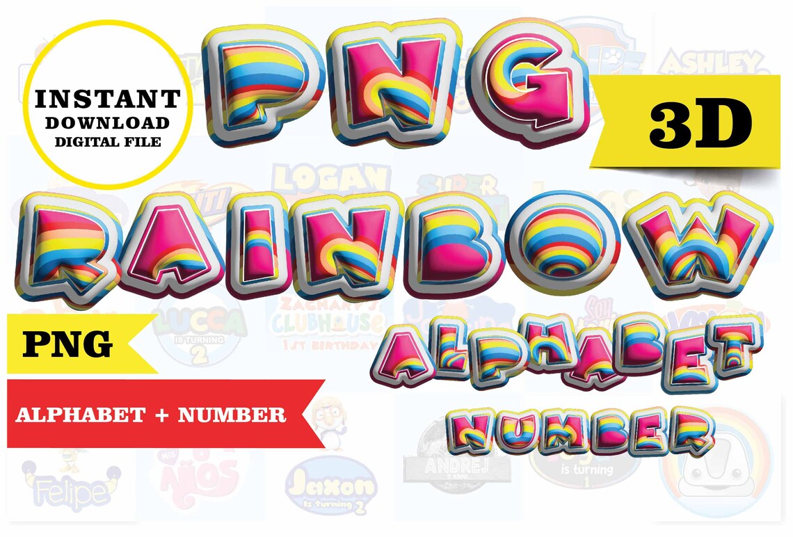 Rainbow Full Colors, Alphabet Number, Letters Clipart 3D, Rainbow PNG ...