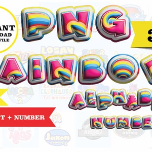 Rainbow Full Colors, Alphabet Number, Letters Clipart 3D, Rainbow PNG ...