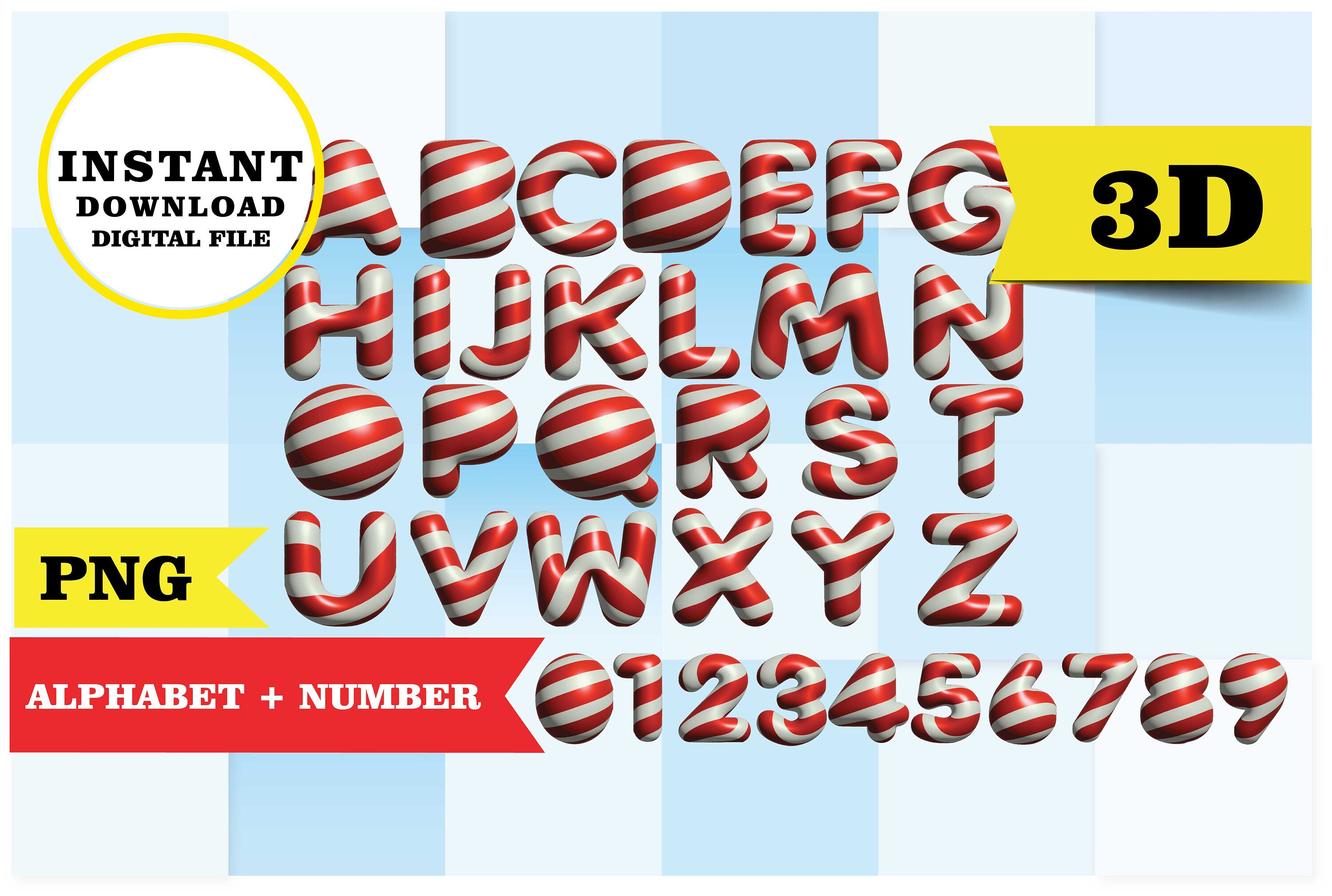Christmas Candy, Alphabet Number 3D, Letters Clipart 3D, Candy Land PNG ...