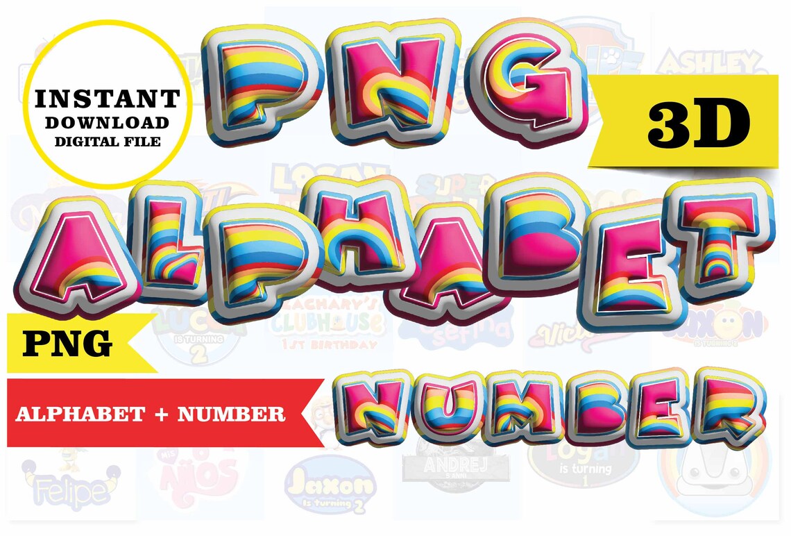 Rainbow Full Colors, Alphabet Number, Letters Clipart 3D, Rainbow PNG ...