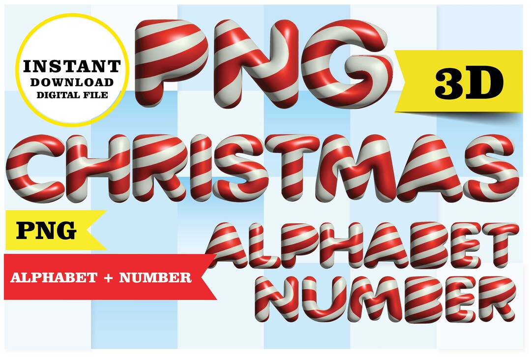 Christmas Candy, Alphabet + Number 3D, Letters Clipart 3D, Candy Land ...