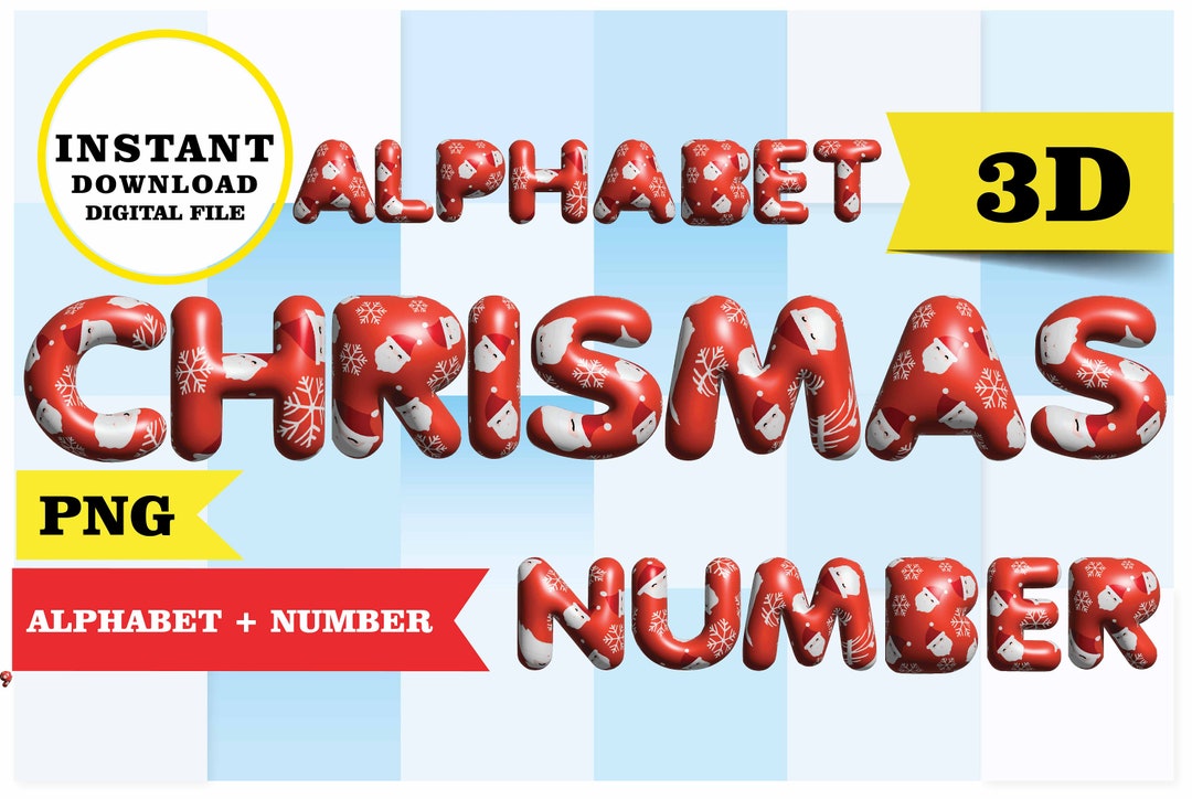 Christmas Alphabet Number 3D, Letters Clipart 3D, PNG, Santa Claus ...