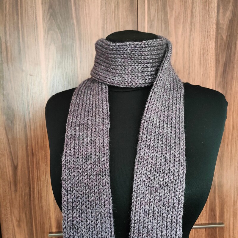 Gray Knitted Scarf - Etsy