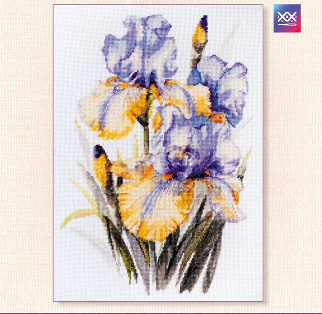 Irises Flowers DIY Cross Stitch Kit Picture Making Cross Stitch Kit DIY ...