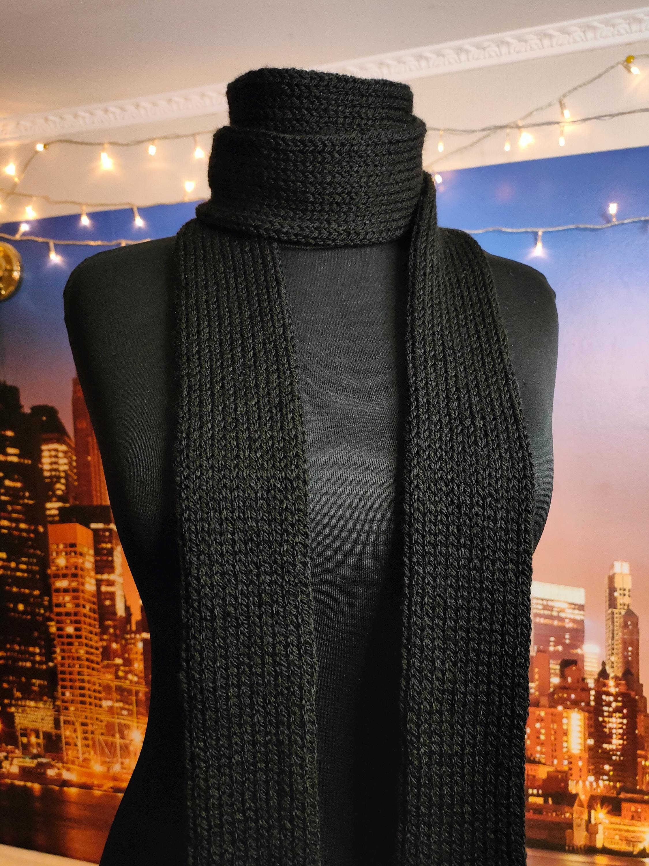 Knit Black Scarf - Etsy Knit Black Scarf - Etsy
