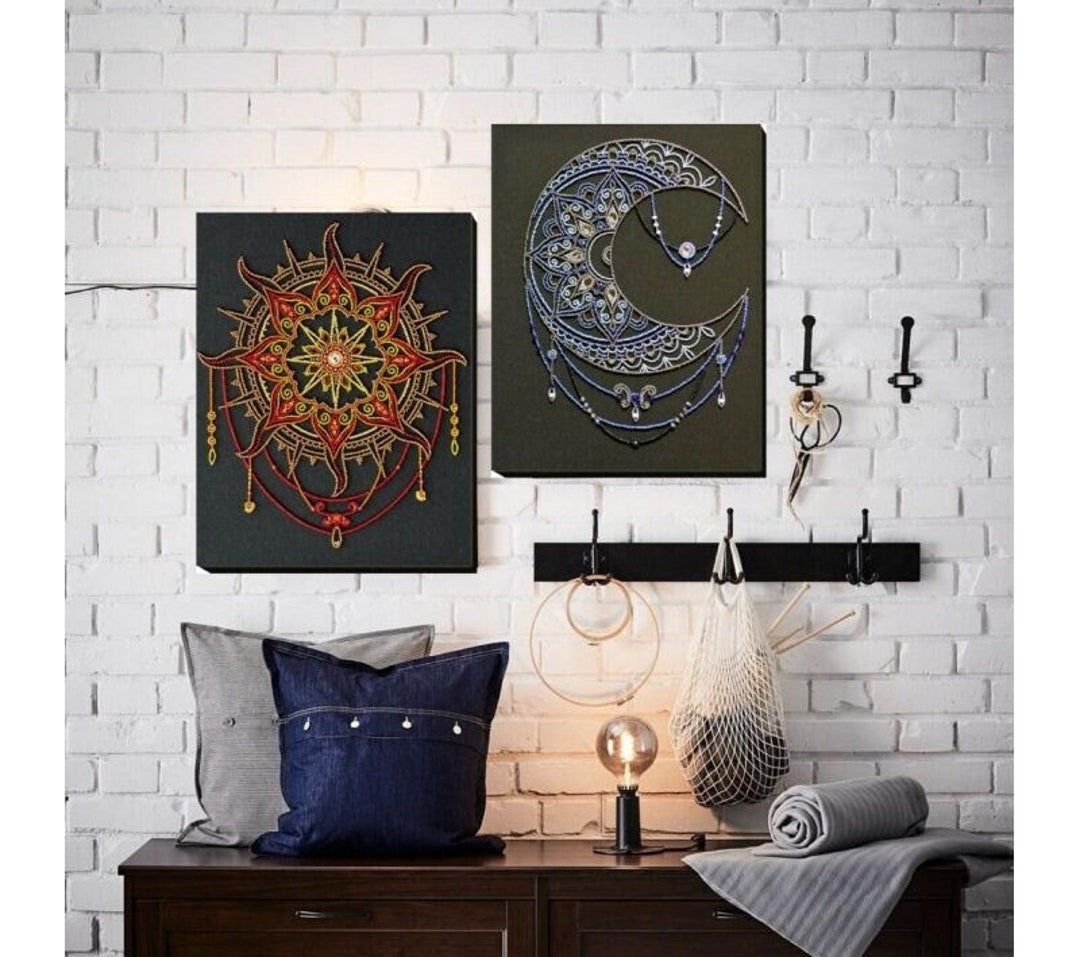 Mandala Sun and Moon DIY Beaded Picture Kit DIY Making Beading Starter ...