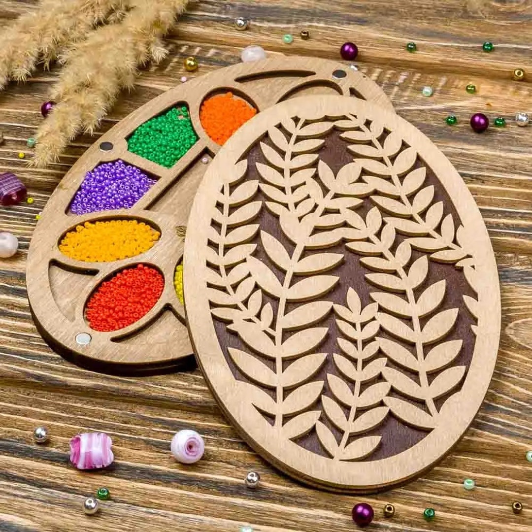 Leaves Wood Bead Organizer, Tray With Wood Lid, Seed Bead Storage ...