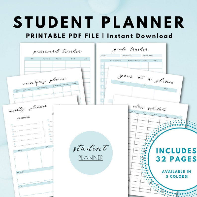 Student Study Semester Grade Tuition Class Planner Tracker | Etsy