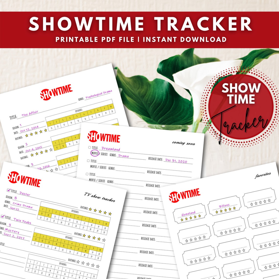 Printable Tracker for Showtime Shows Series Movies Series | Etsy