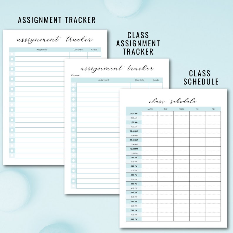 Student Study Semester Grade Tuition Class Planner Tracker - Etsy