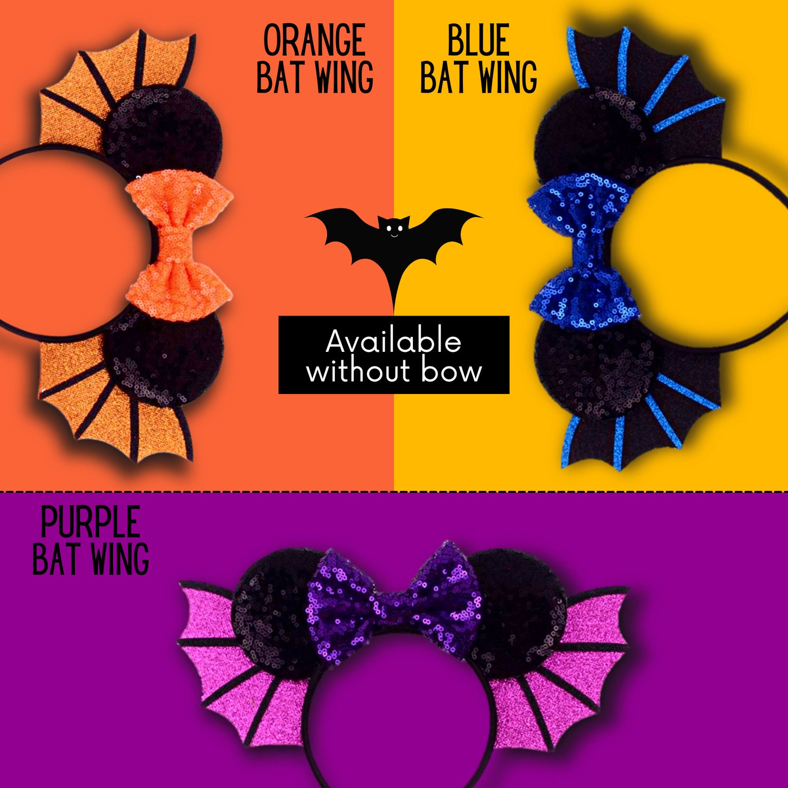 Halloween Minnie Mouse Ears Bat Mickey Ears Bat Wing Ears - Etsy
