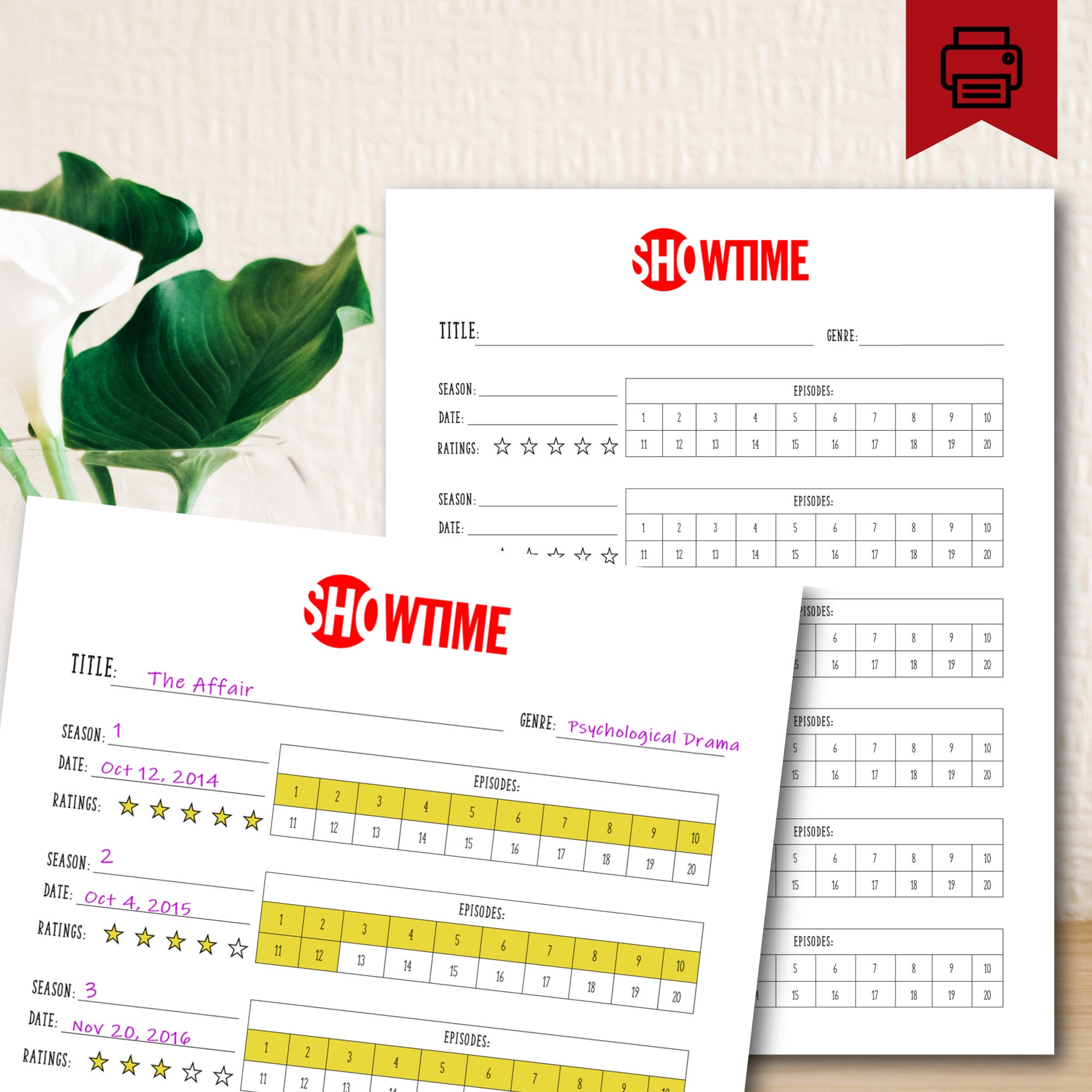 Printable Tracker for Showtime Shows Series Movies Series - Etsy