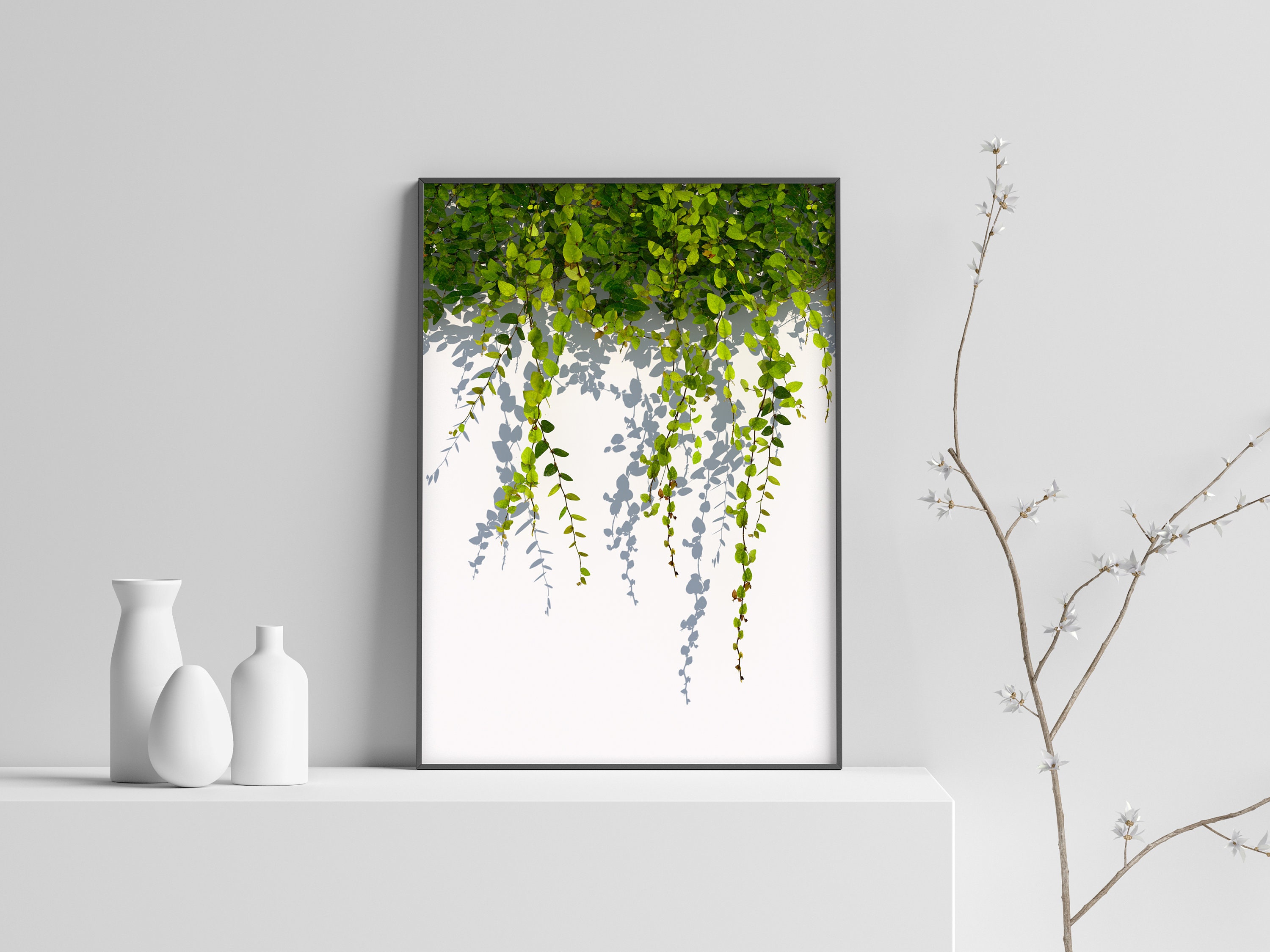 Printable Vine Poster, Vine Print, Green Ivy, Leaf Print, Teal Wall Art ...