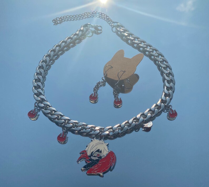 Anime Inspired Stainless Steel Choker and Earrings - Etsy