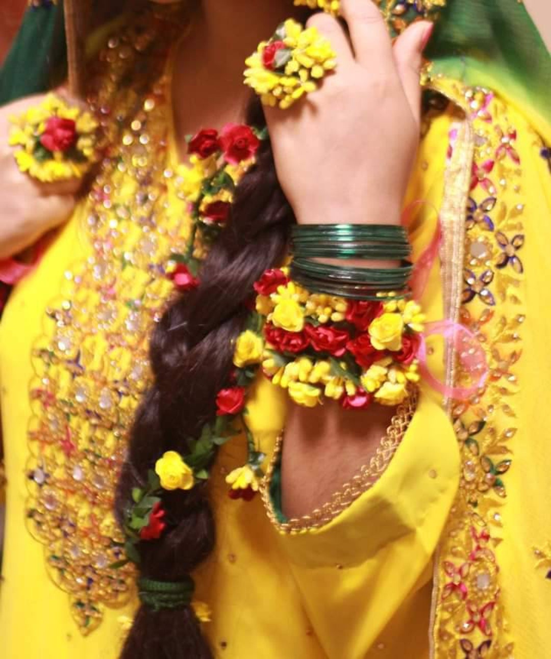 Traditional Mehndi Jewelry Set, Handcrafted Floral Bridal Accessories ...