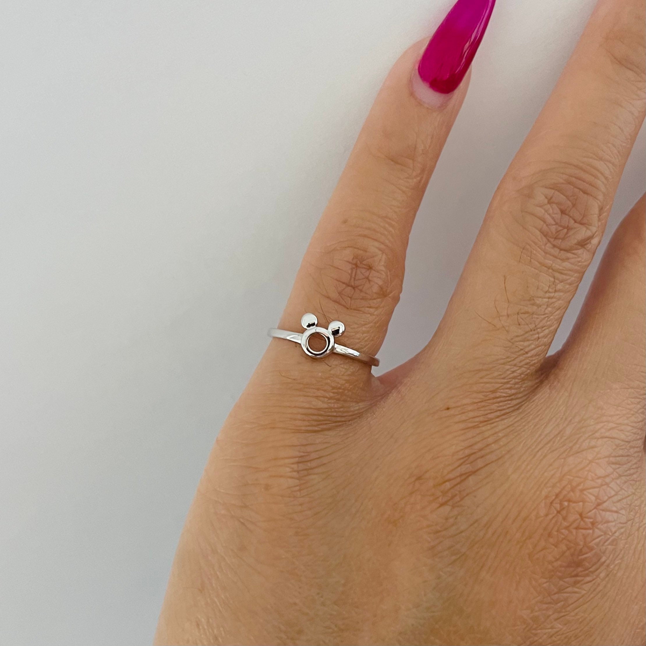 Sterling Silver Tiny Mickey Mouse Inspired Ring, Mouse Ring, Silver ...