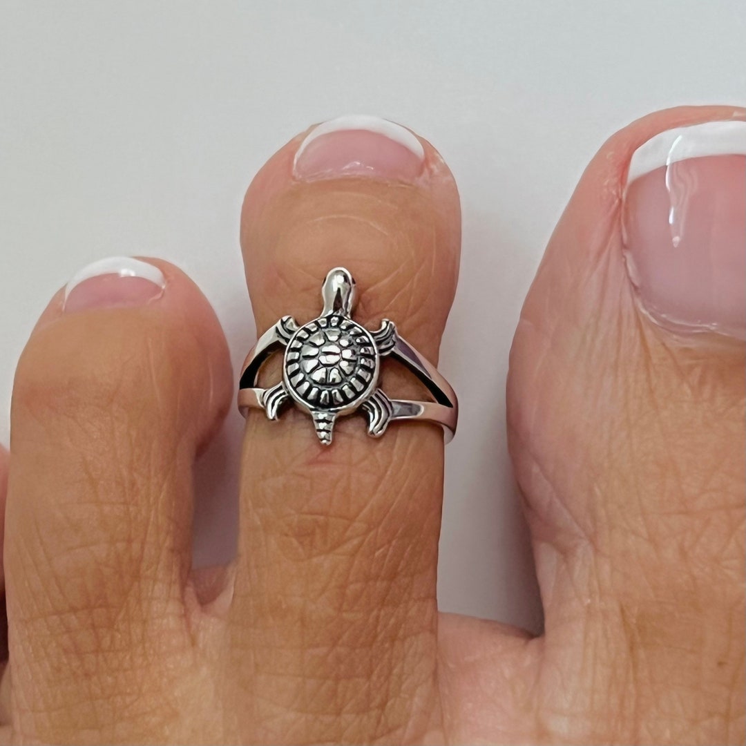 Sterling Sliver Turtle Toe Ring, Turtle Ring, Turtle Midi Ring, Silver ...
