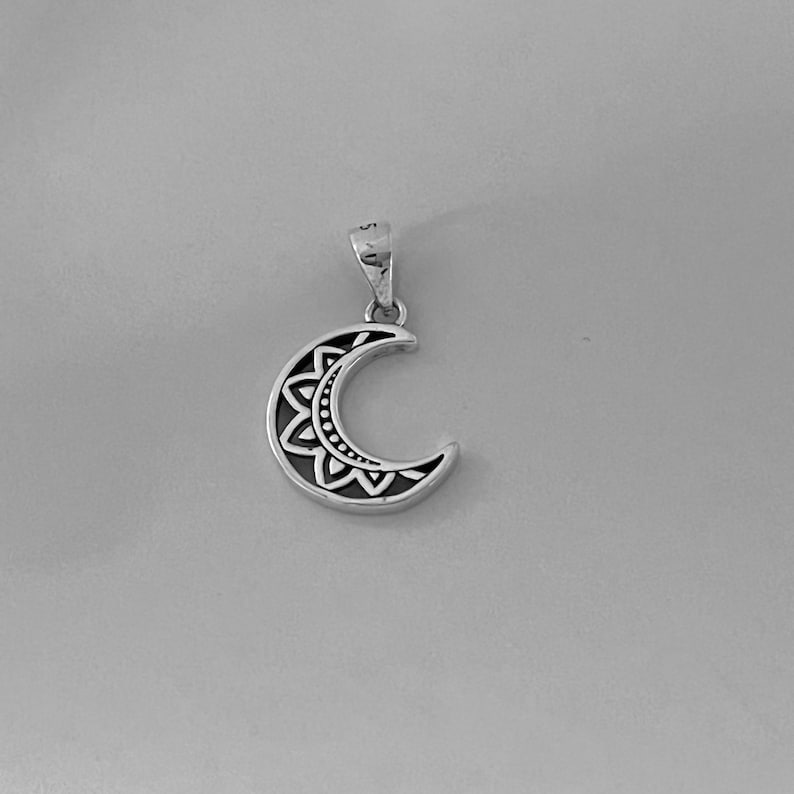 Sterling Silver Small Moon Necklace, Moon Necklace, Silver Moon ...